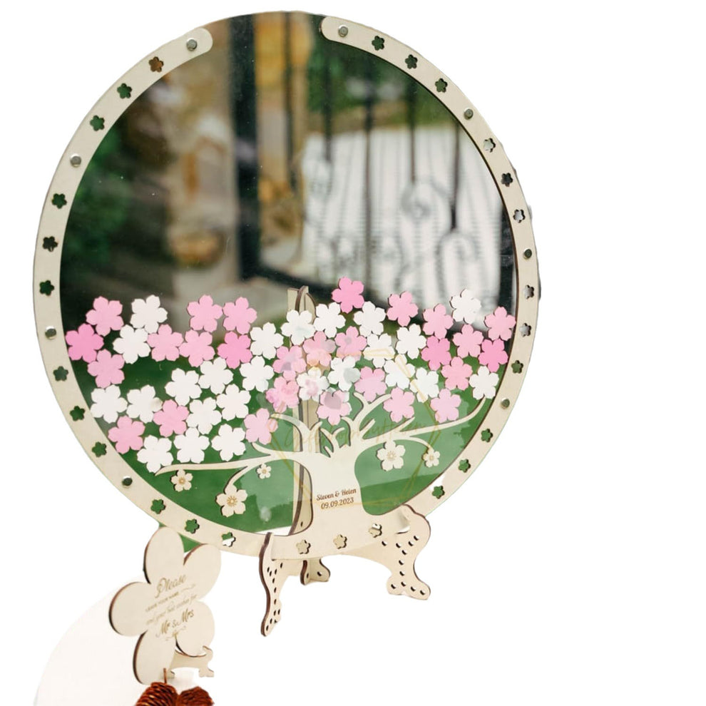 Cherry Blossom Tree Wooden Wedding Guest Book Sign - 12x12 Inches Wedd ...